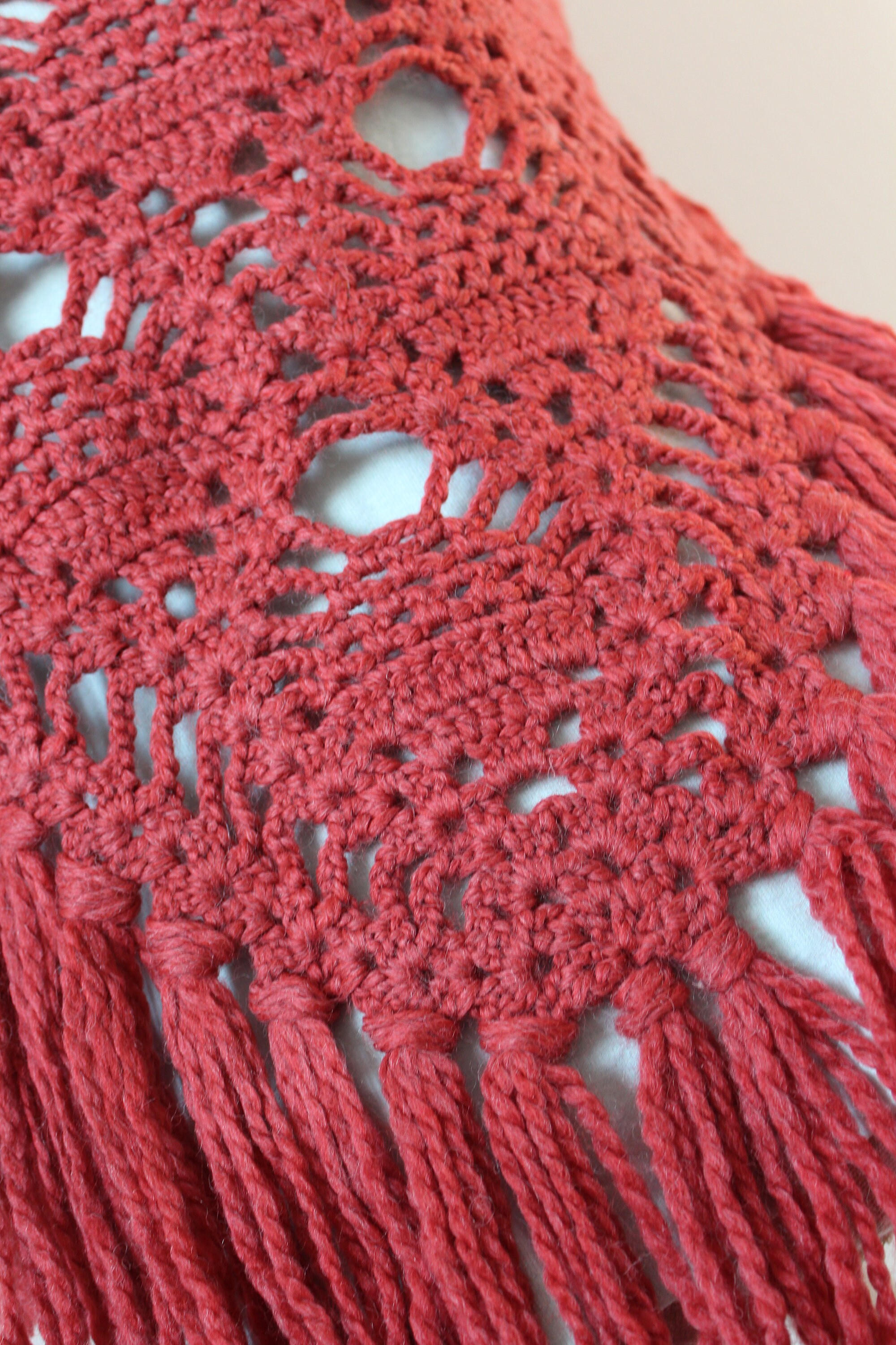 Red Crochet Shawl - Etsy