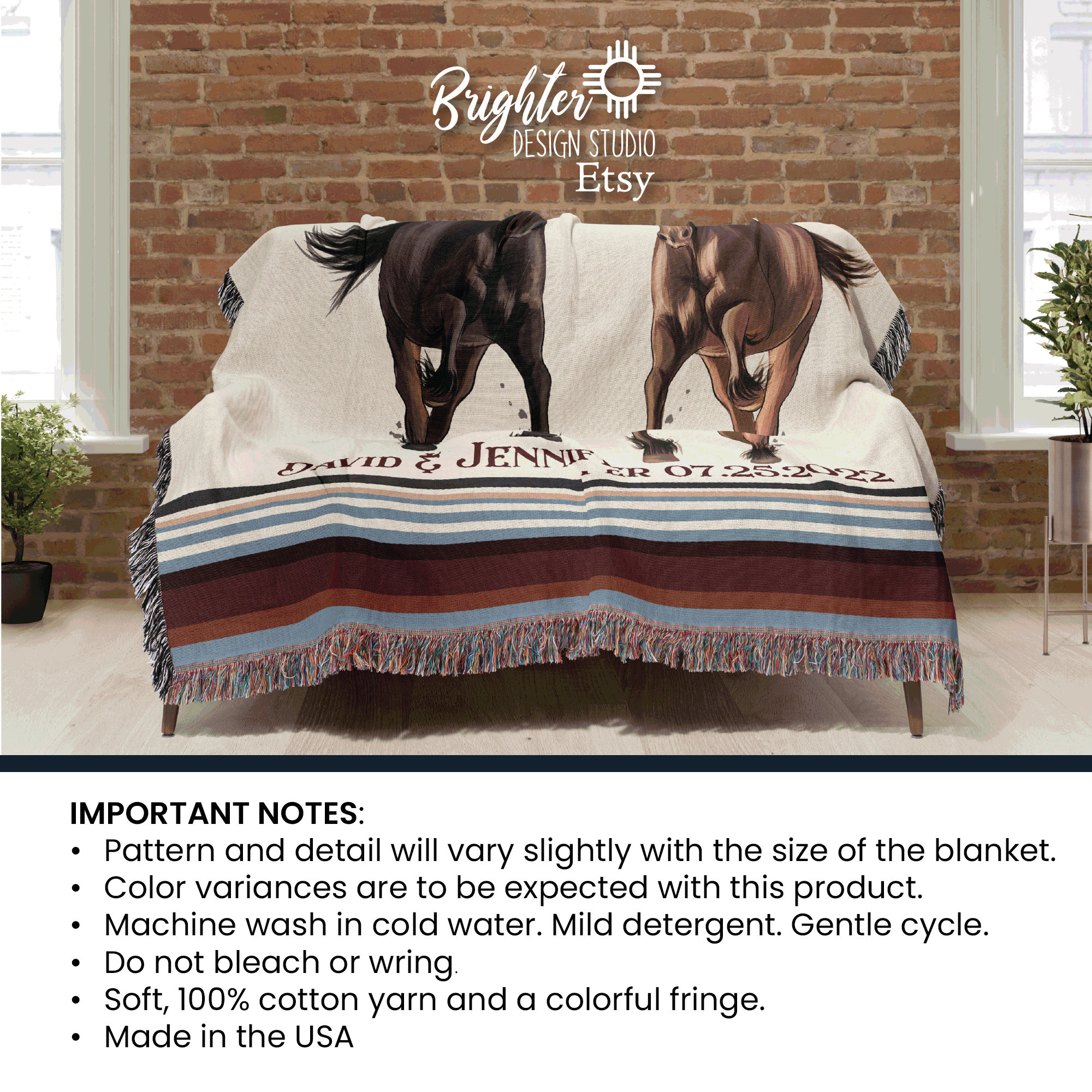 Personalized Horse Blanket - Anniversary Gift - Horse Woven Blanket ...