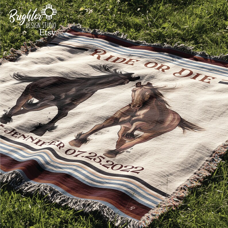 Personalized Horse Blanket - Anniversary Gift - Horse Woven Blanket ...