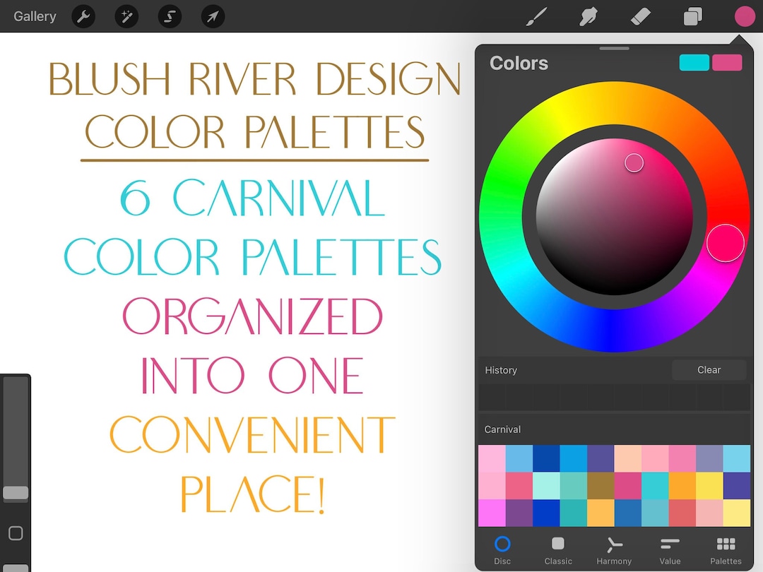 Carnival Color Palette Procreate Color Swatches 6 Mini Color Palettes 1 Large Procreate
