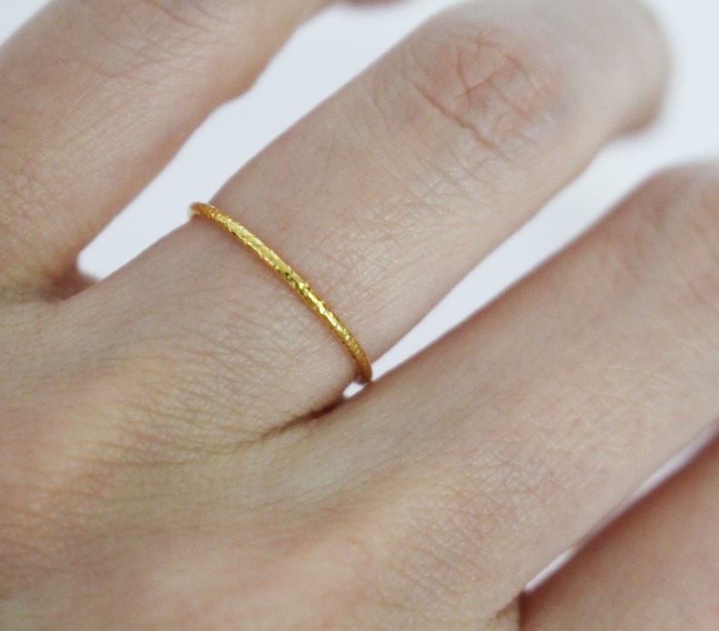 24K Gold Texture Ring 24K Gold Band 24K 1mm Ring 24K Gold - Etsy