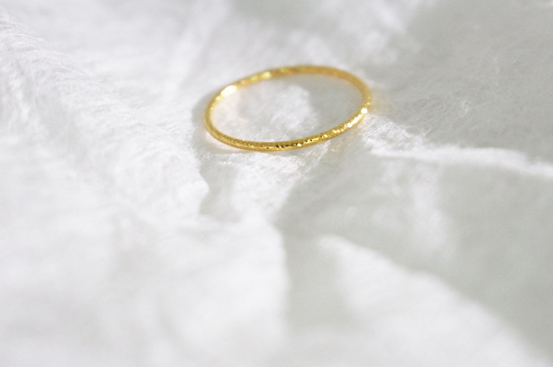 24K Gold Texture Ring ,24K Gold Band, 24K 1mm Ring, 24K Dainty Ring ...
