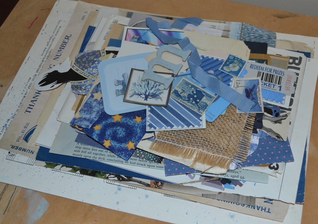BLUE Theme GRAB BAG Ephemera 60+ Items Junk Journaling, Art Journaling ...