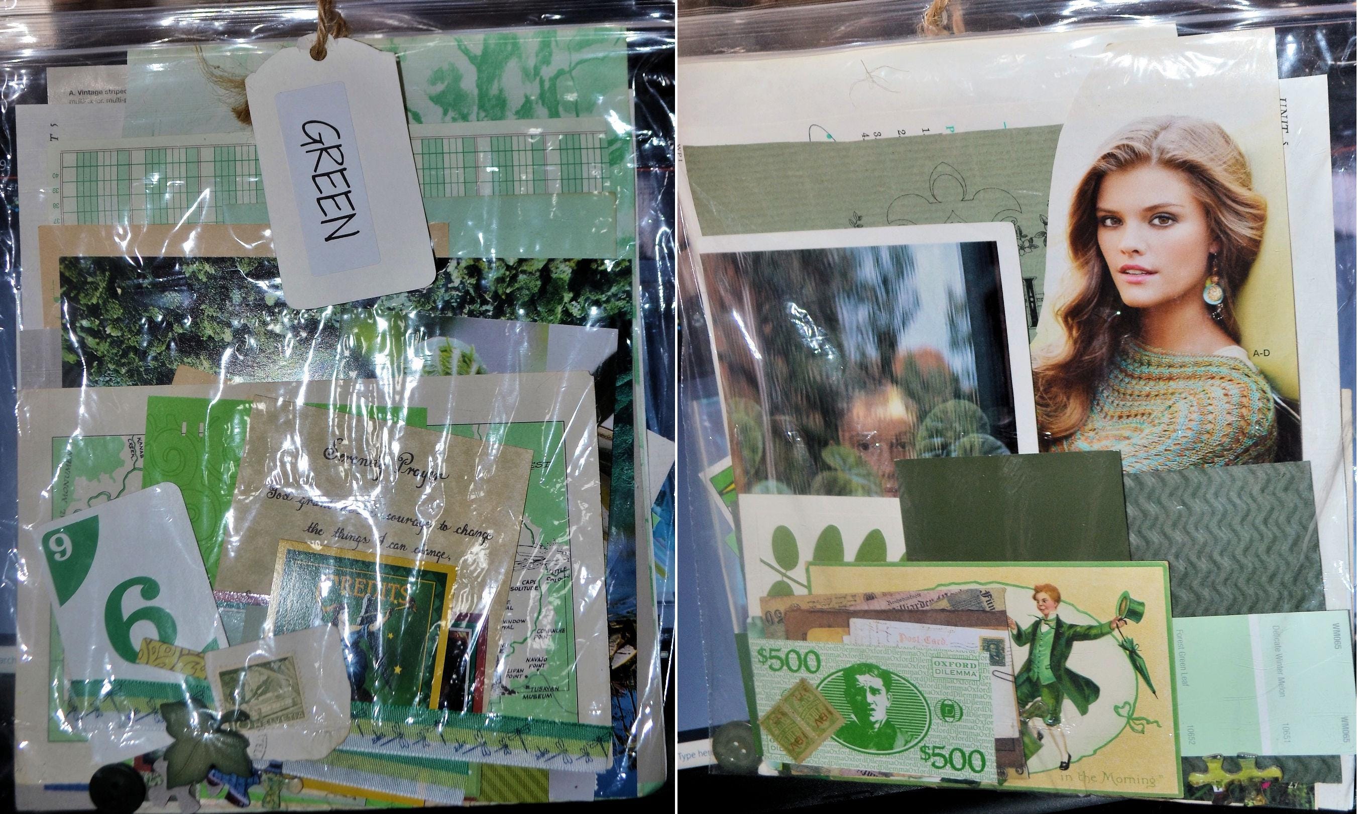 Grab Bag GREEN Theme Ephemera, Scrapbook, Mixed Media Art, Collage 60 ...