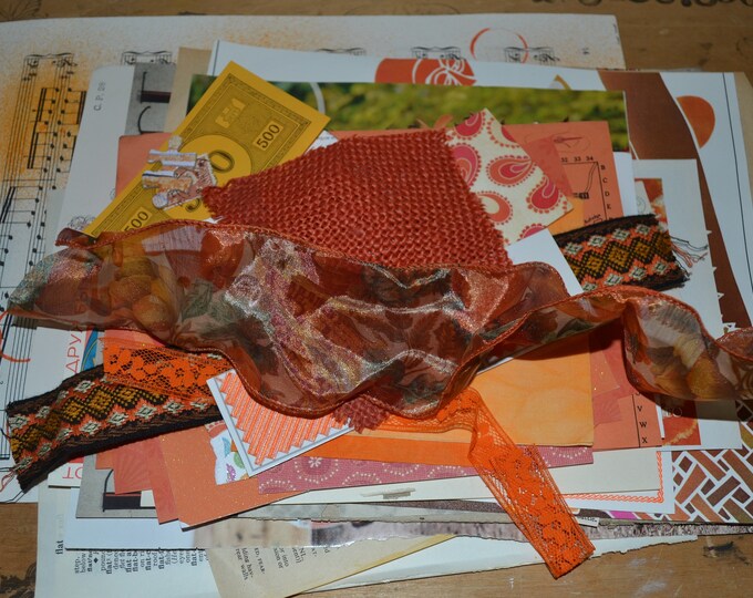 ORANGE Theme GRAB BAG Ephemera 60 Items Junk Journaling, Art Journaling ...