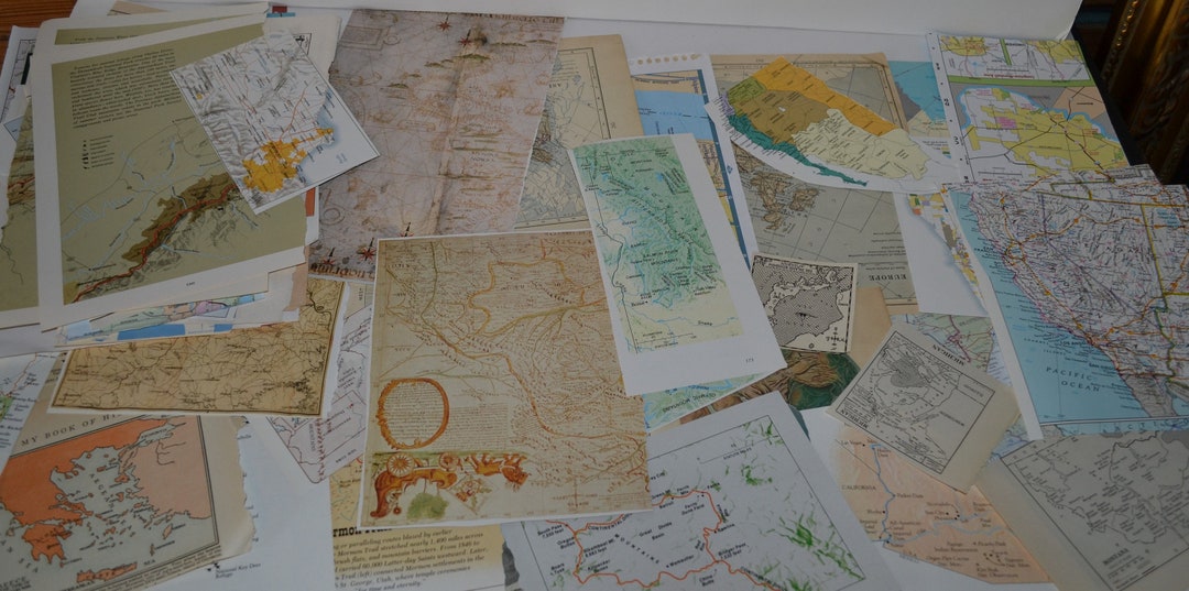 50 + MAPS Ephemera Pack / Grab Bag for Art, Mixed Media Collage ...