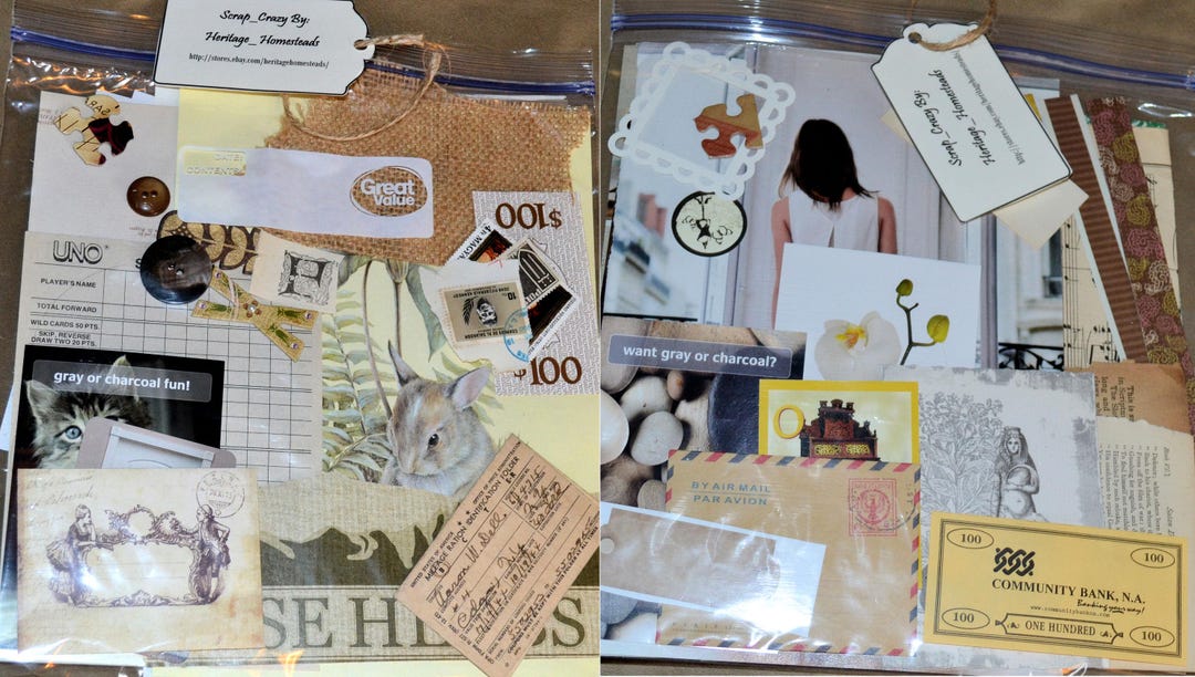 Grab Bag NEUTRAL/VINTAGE THEME Ephemera Pack for Art, Mixed Media ...
