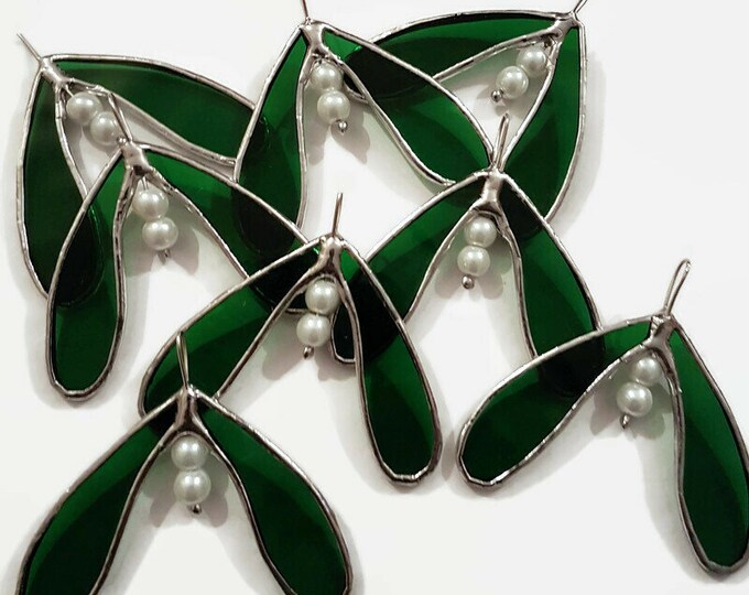 Glass Mistletoe Suncatcher Small, Stained Glass Christmas Ornament ...