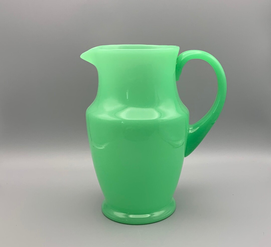 Vintage Uranium Glass Pitcher – Green Jadeite Water Jug, 9-inch - Etsy UK
