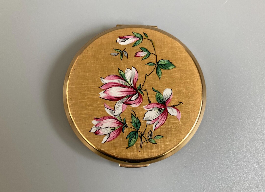 Vintage Stratton Powder Compact Flower Design - Mid Century Retro - Etsy