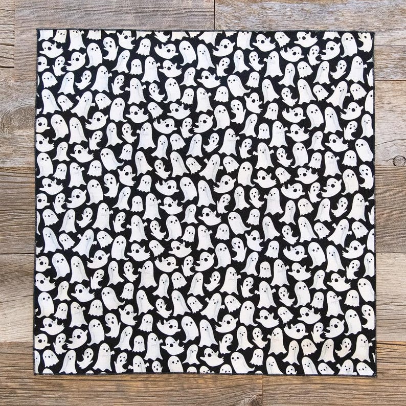 Ghosts on Black Dog Bandana - Etsy