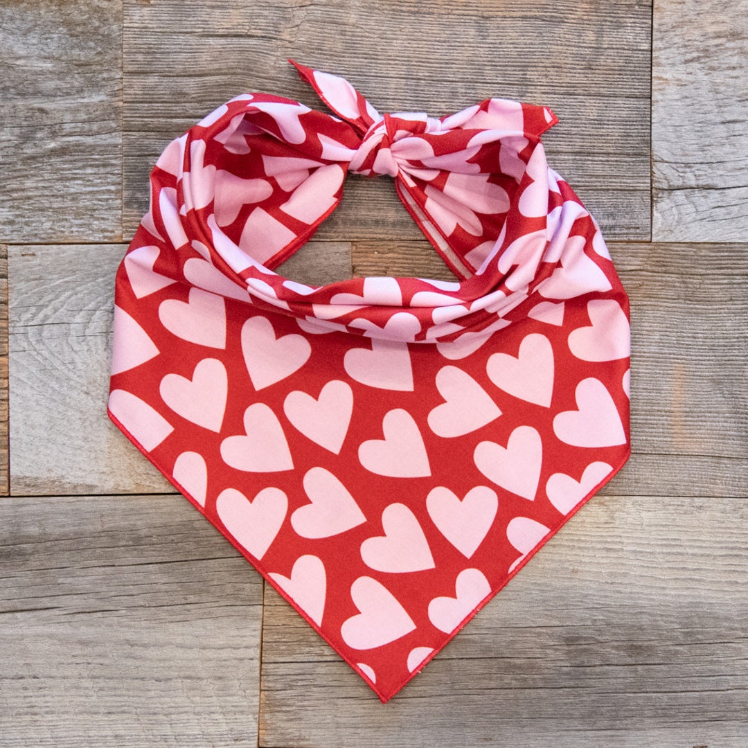 Pink Hearts on Red Dog Bandana - Etsy