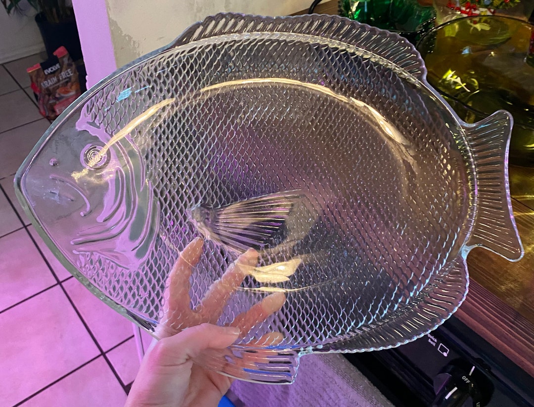 Vintage Glass Fish Platter - Etsy