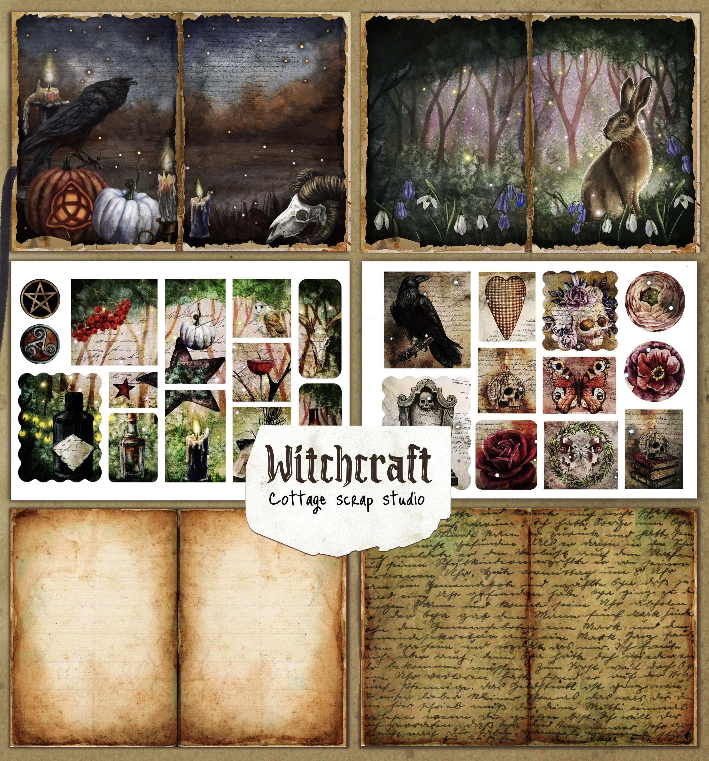 Woodland collage sheet. Woodland Witchcraft journal junk Book of ...