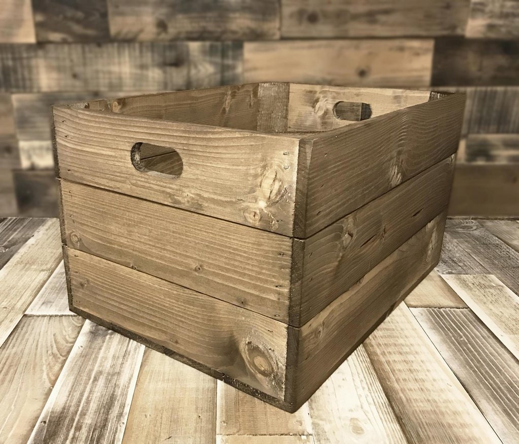 Handmade Wooden Standard Crate Storage Box - Etsy UK