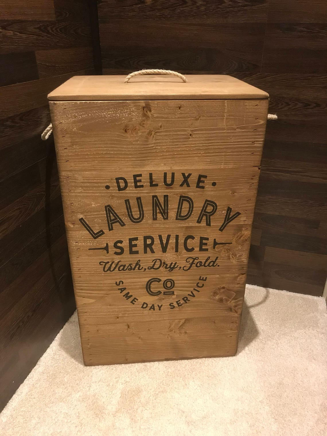 Rustic Wooden Laundry Basket Laundry Crate Washing Basket | Etsy