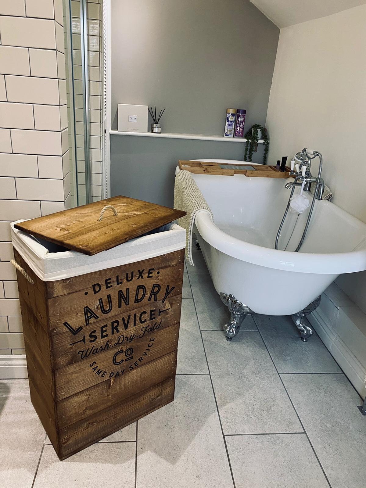 Rustic Wooden Laundry Basket Laundry Crate Washing Basket | Etsy