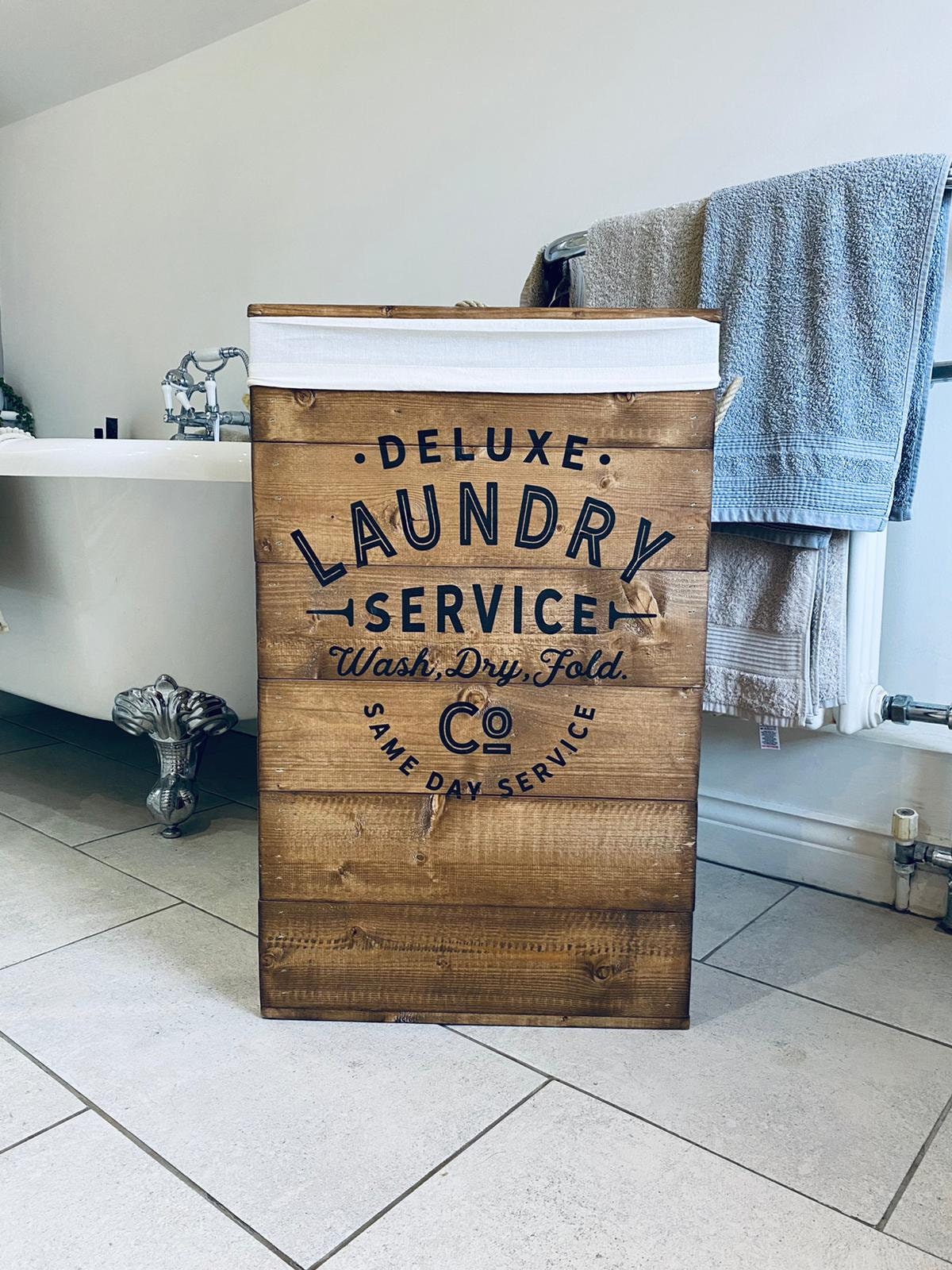 Rustic Wooden Laundry Basket Laundry Crate Washing Basket | Etsy