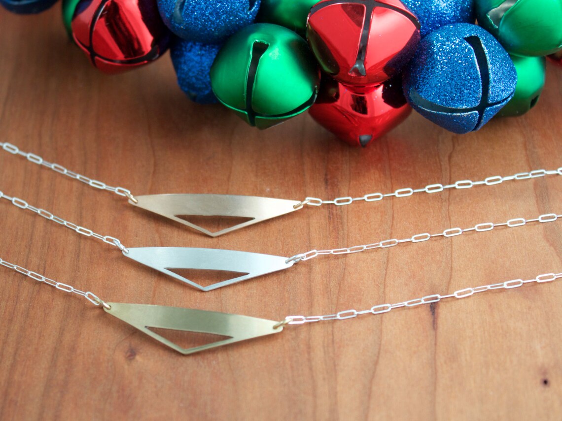 Bronze Triangle Necklace, Bronze Triangle Cut Out - Etsy