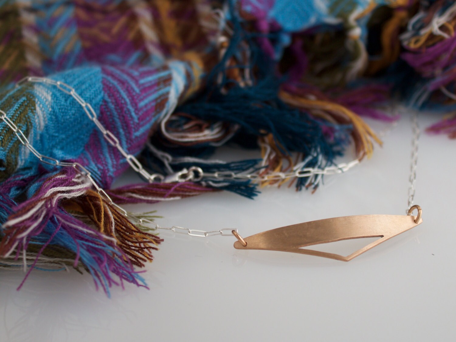 Bronze Triangle Necklace, Bronze Triangle Cut Out - Etsy