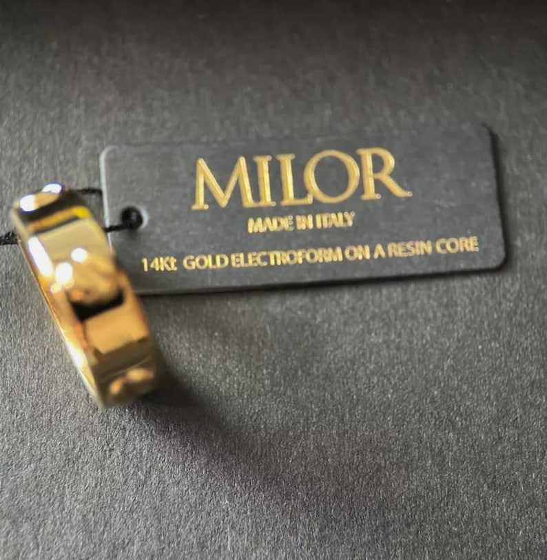 Milor Italy 14k Gold Resin-filled Ring Elegant Screw Top Band Design ...
