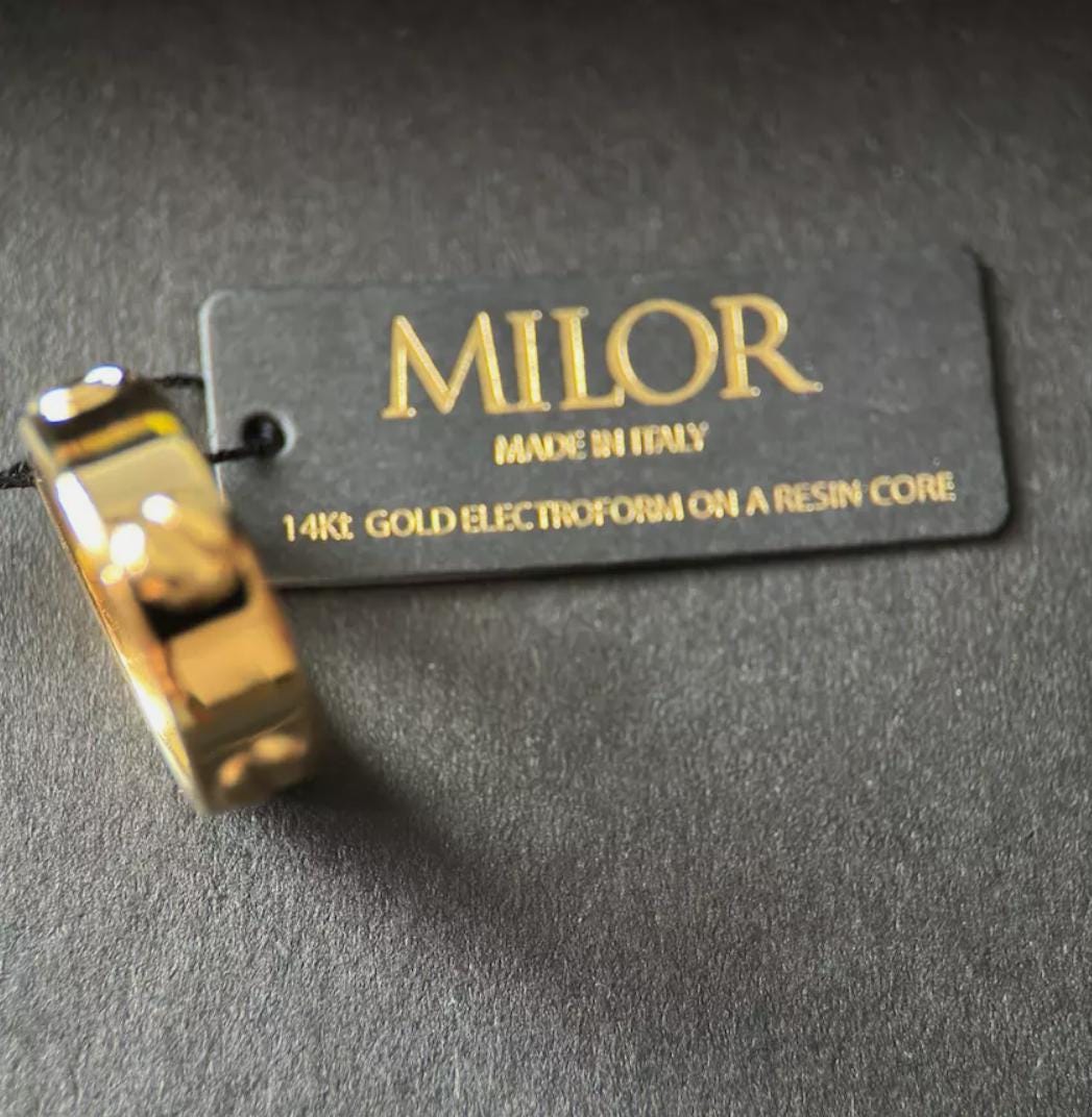 Milor Italy 14k Gold Resin-filled Ring Elegant Screw Top Band Design ...