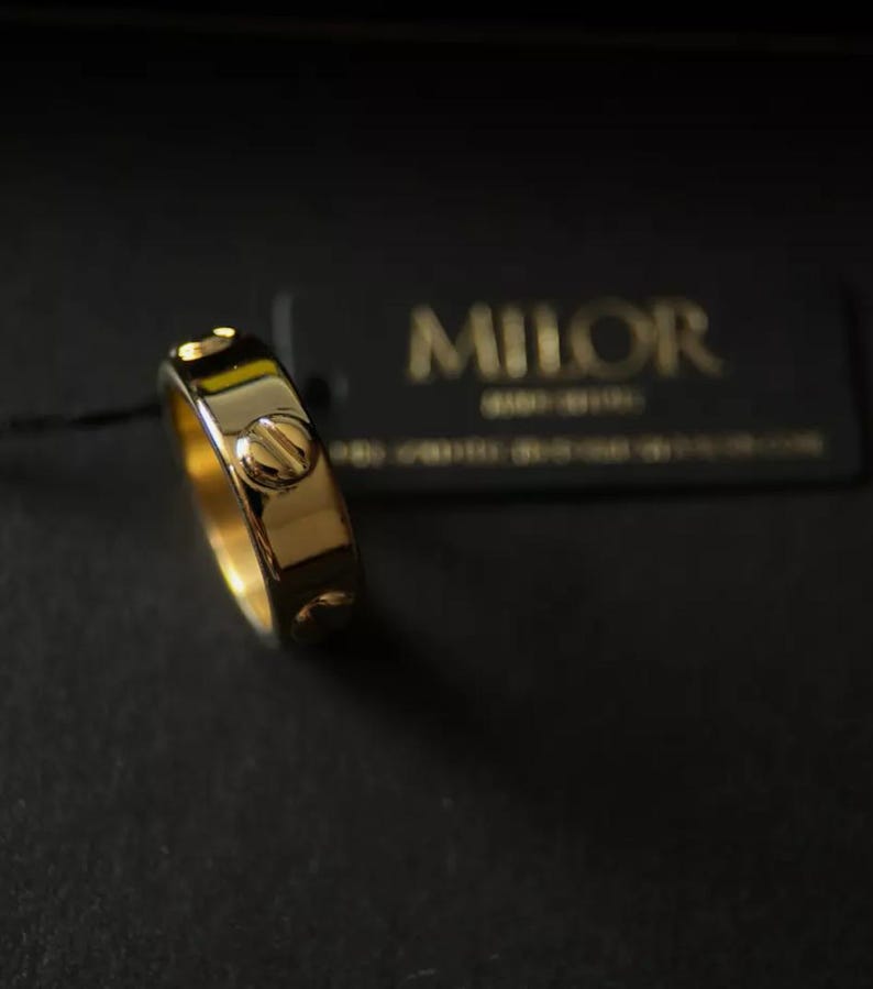 Milor Italy 14k Gold Resin-filled Ring Elegant Screw Top Band Design ...