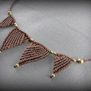 Brown Macrame Necklace Adorned With Brass Beads. to Wear Anytime, Day ...