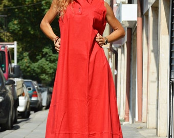 Red linen dress | Etsy