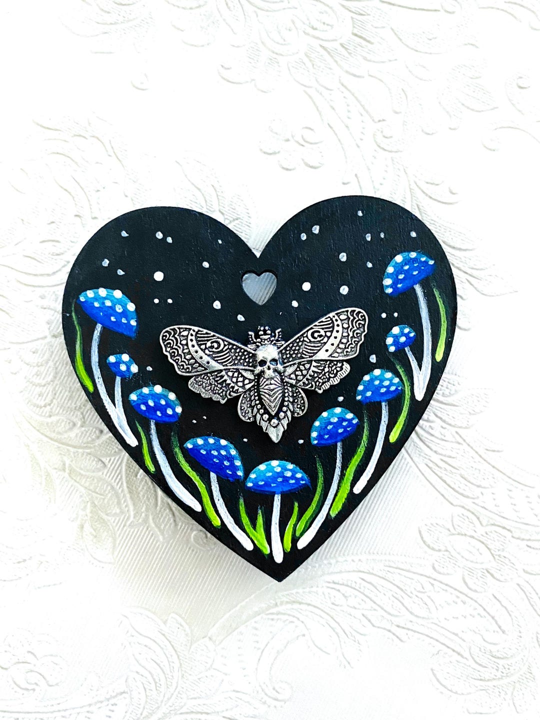 Hand-painted Moth Heart MAGNET Moth, Deaths Head Moth, Heart, Magnet ...