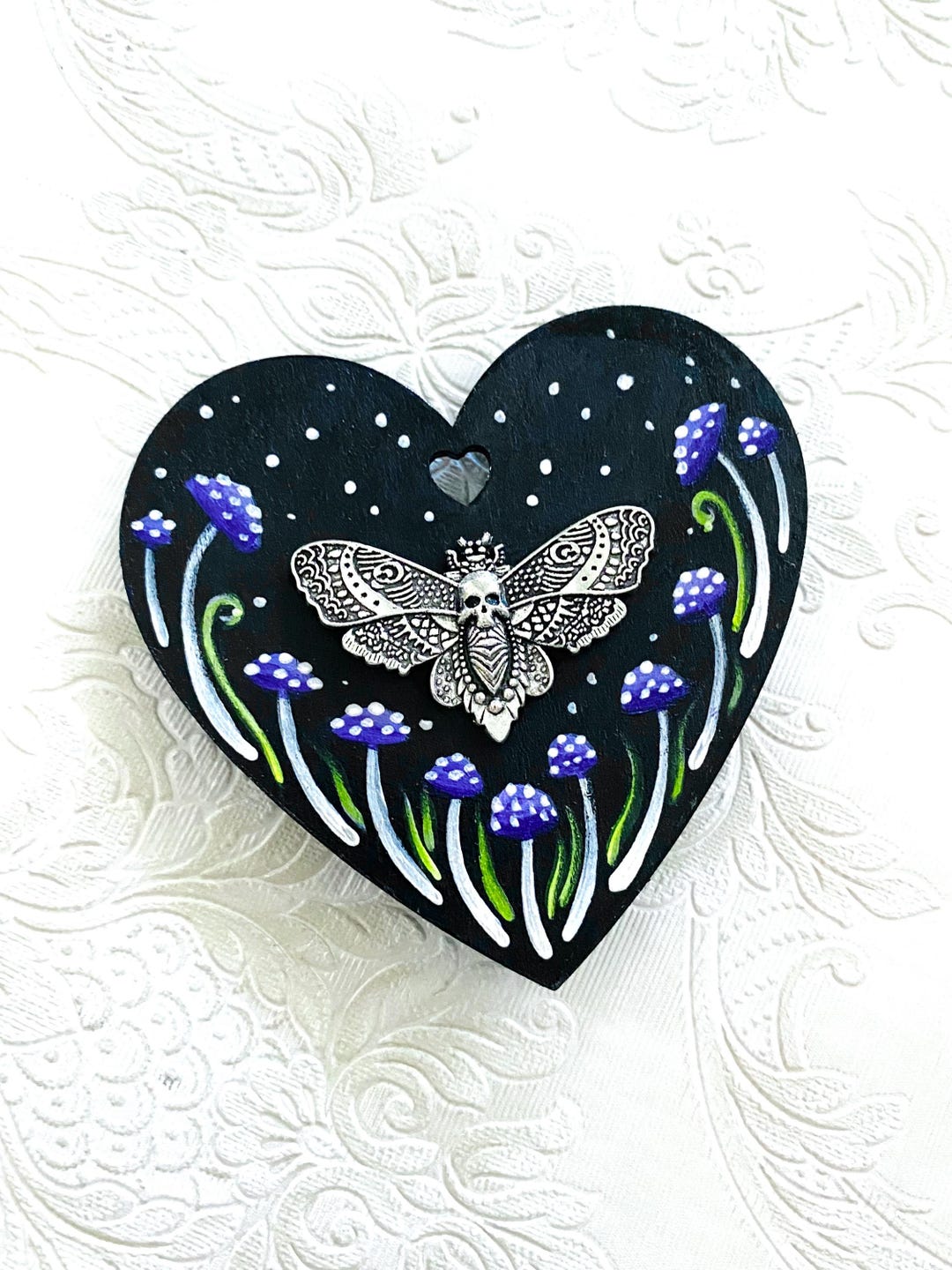 Hand-painted Moth Heart MAGNET Moth, Deaths Head Moth, Heart, Magnet ...