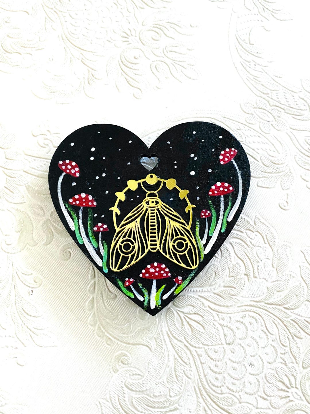Hand-painted Moth Heart MAGNET Moth, Deaths Head Moth, Heart, Magnet ...
