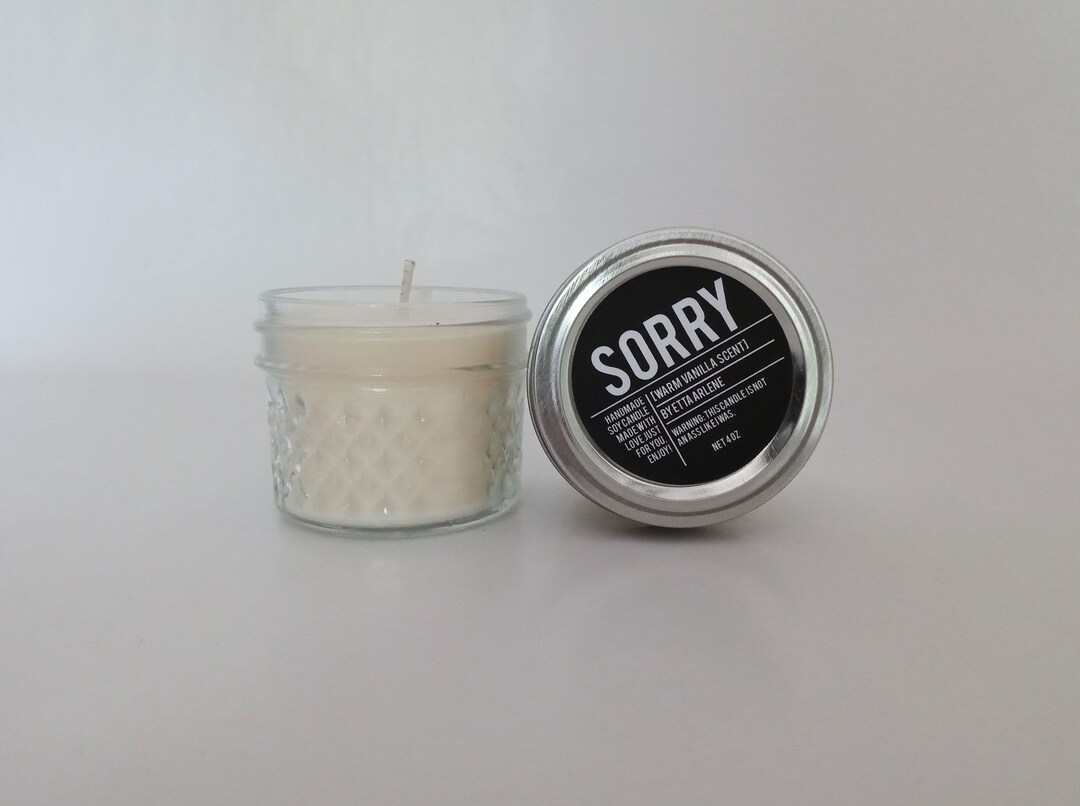 Sorry Scented Candle, Apology Scented Candle, Apology Gift by Etta ...
