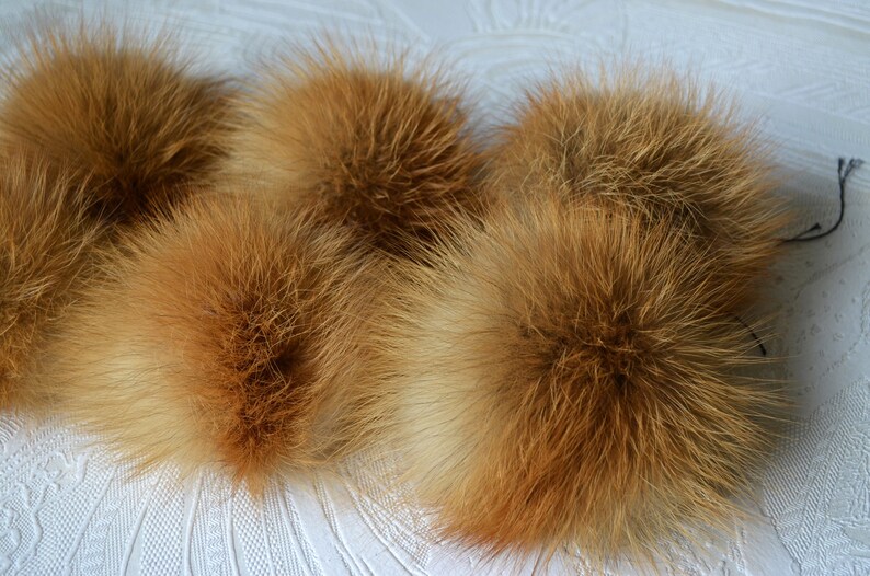 Fox Pom Pom Genuine Soft Orange Beige Fur Pom-pom Xlarge Real | Etsy