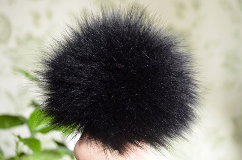 Black Fur Pom Pom Arctic Fox Pom Pom Real Fur Pom-pom for - Etsy