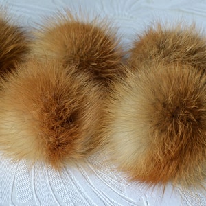 Fox Pom Pom Genuine Soft Orange Beige Fur Pom-pom Xlarge Real Fur ...