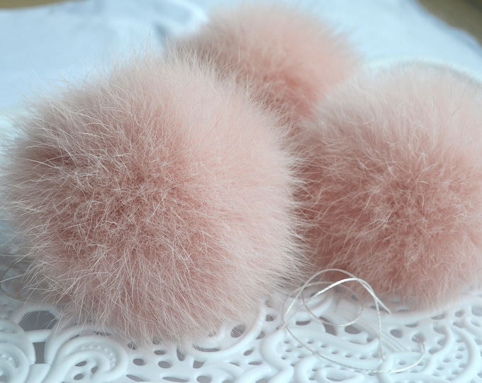 Powder Pink Fur Pom Pom Arctic Fox Pom Pom Real Fur Pom Pom - Etsy