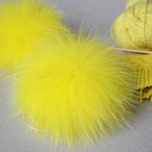 Yellow Lemon Fur Pom Pom Arctic Fox Soft Pom Pom Real Fur | Etsy