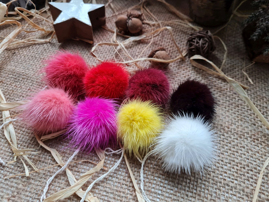 Set of Small Fur Pom Pom 8 Pcs Mink Pom Pom 4.5-5 Cm 1.8-2 Mini Furry ...