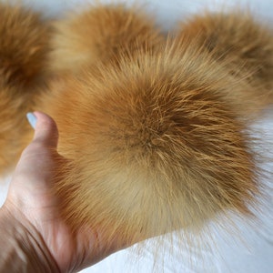 Fox Pom Pom Genuine Soft Orange Beige Fur Pom-pom Xlarge Real Fur ...