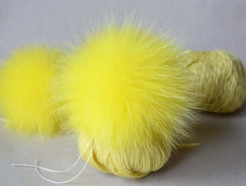 Yellow Lemon Fur Pom Pom Arctic Fox Soft Pom Pom Real Fur - Etsy