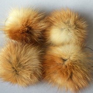 Fox Pom Pom Genuine Soft Orange Beige Fur Pom-pom Xlarge Real Fur ...