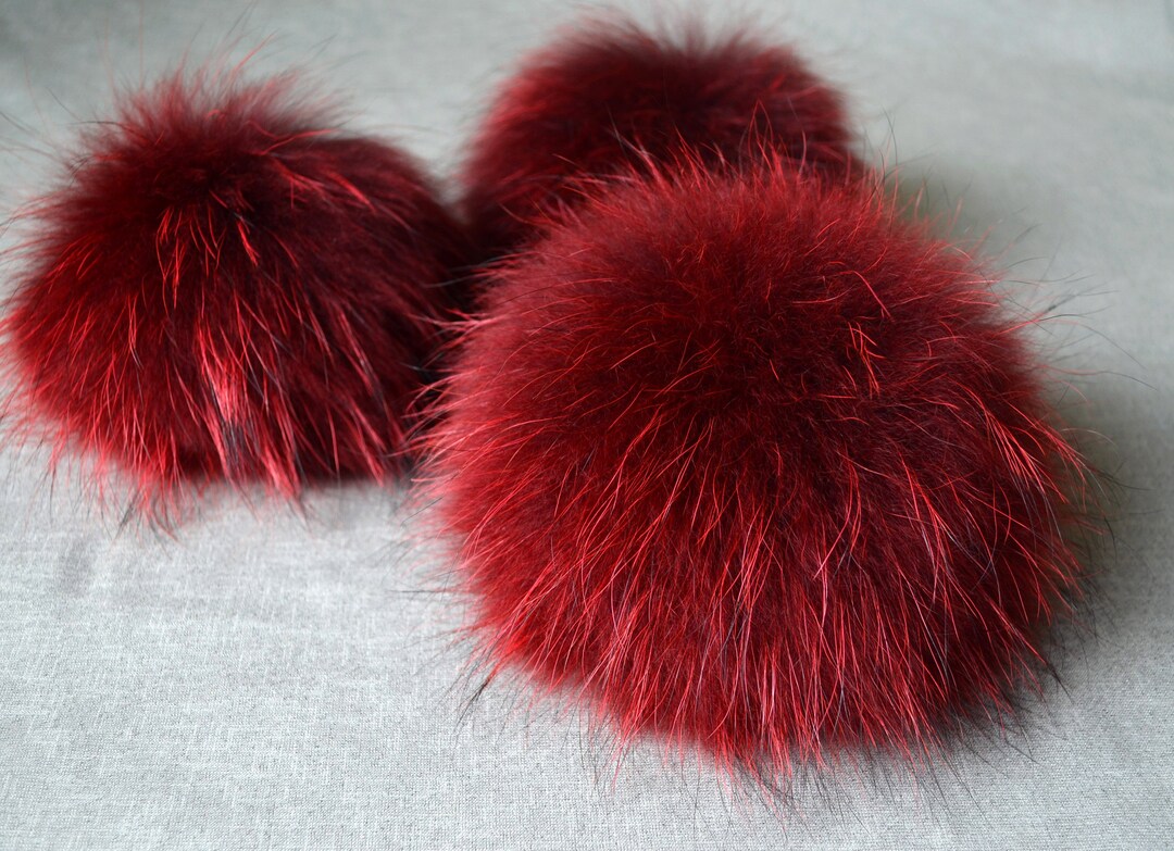 Red Raccoon Pompom Genuine Fur Pom Pom Real Raccoon Fur Pom-pom for ...