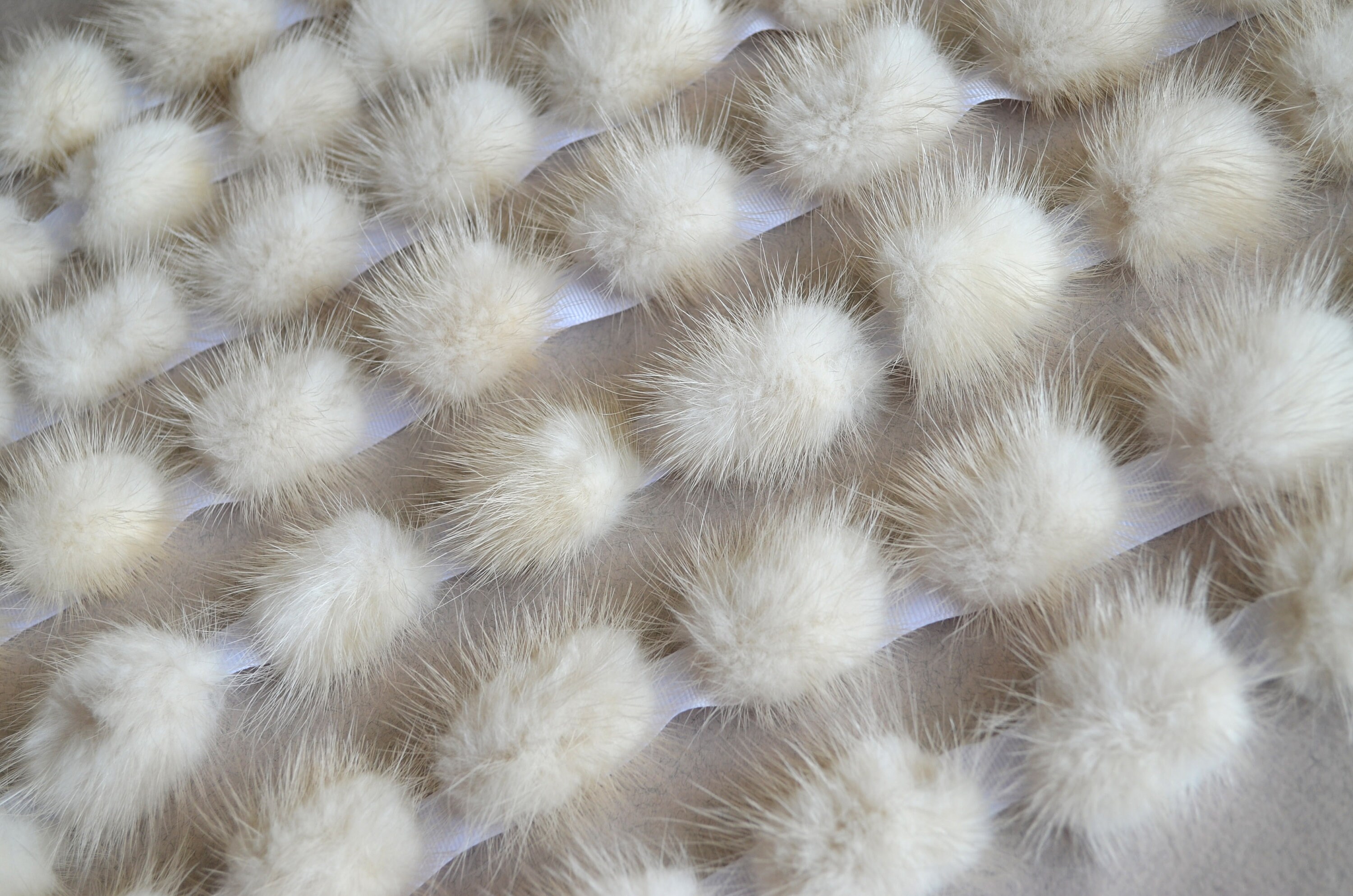 Milk Fur Trim With Mink Pom Poms Natural White Small Pom Pom | Etsy
