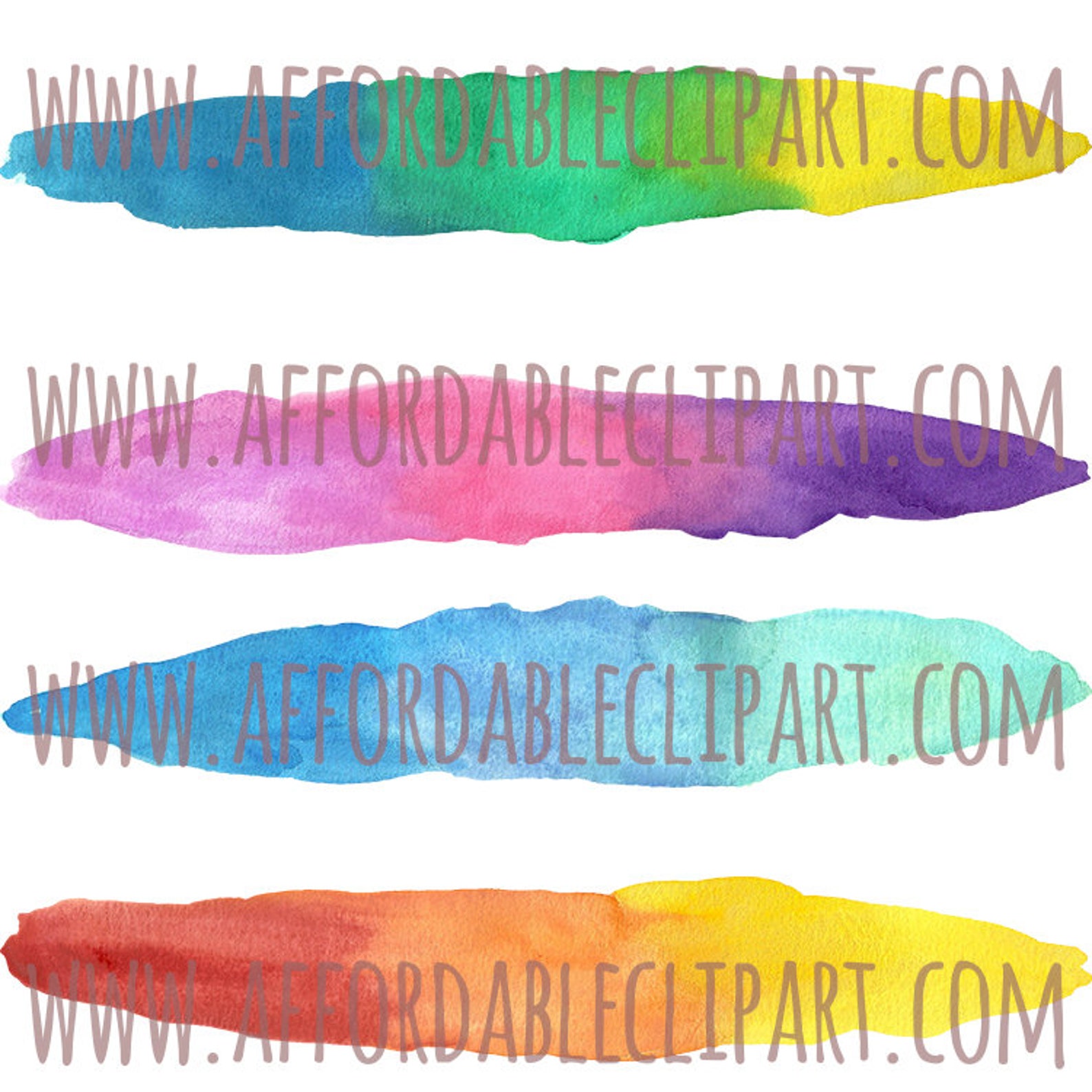 Multicolor Watercolor Blog Headers Clip Art Rainbow Clipart - Etsy