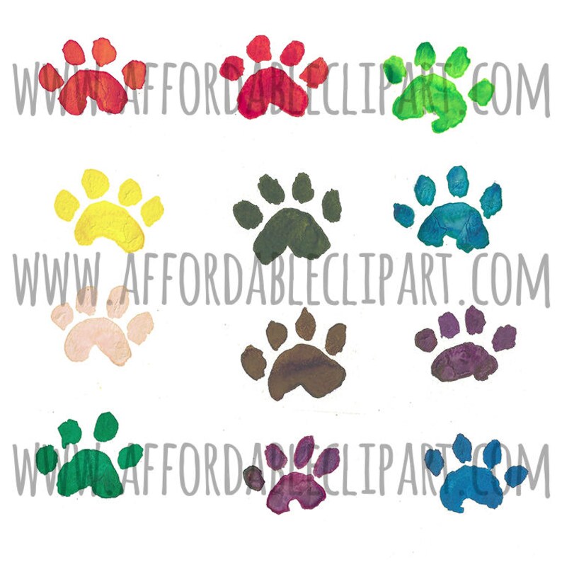 Hand Painted Puppy Dog Paw Print Clip Art, Watercolor Paw Print ...