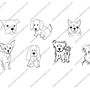 Pen and Ink Dog Doodle Clip Art, Custom Invitations Clip Art, Digital ...