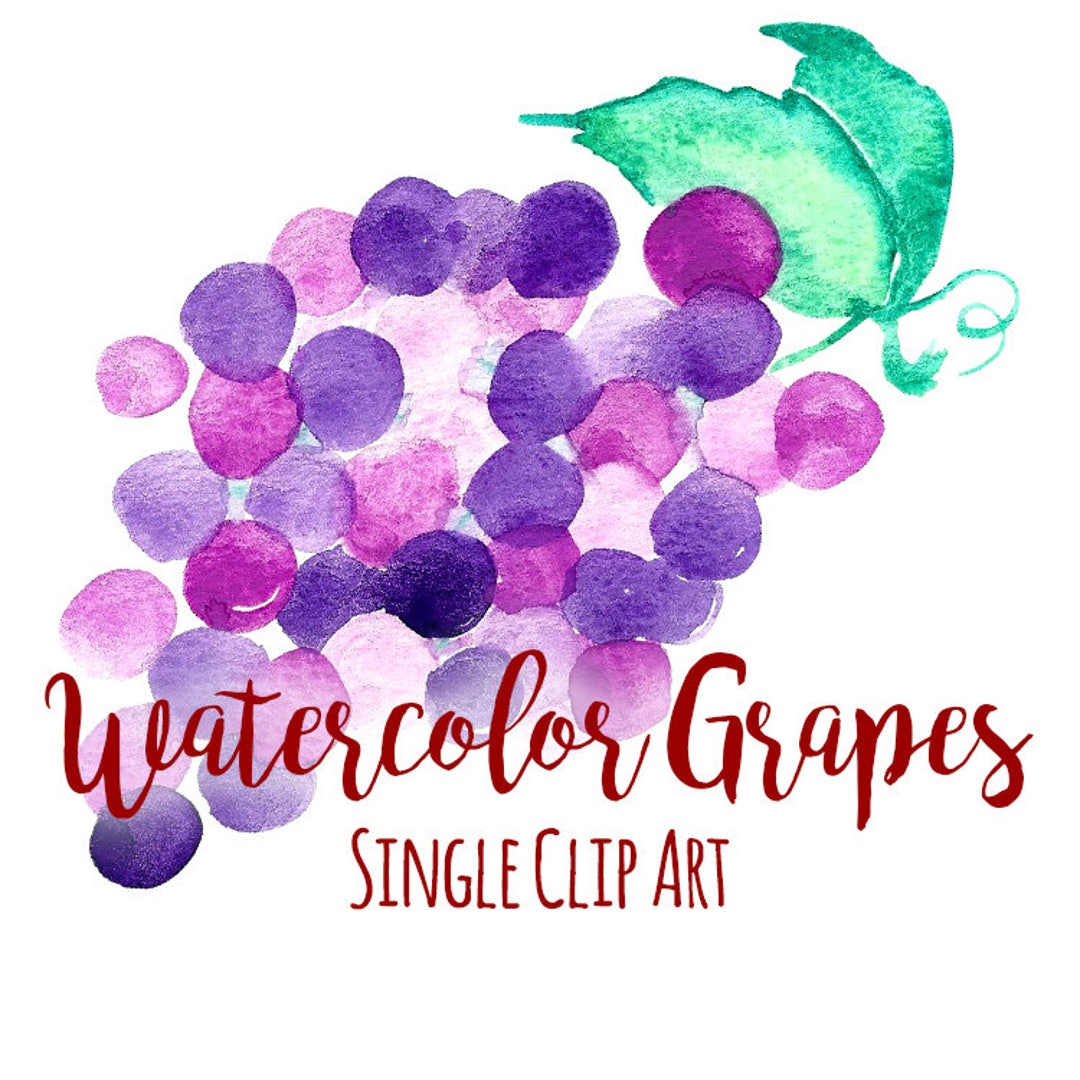 Watercolor Grapes Bunch Clip Art, Purple Grapes Clip Art, Fruit Clip ...