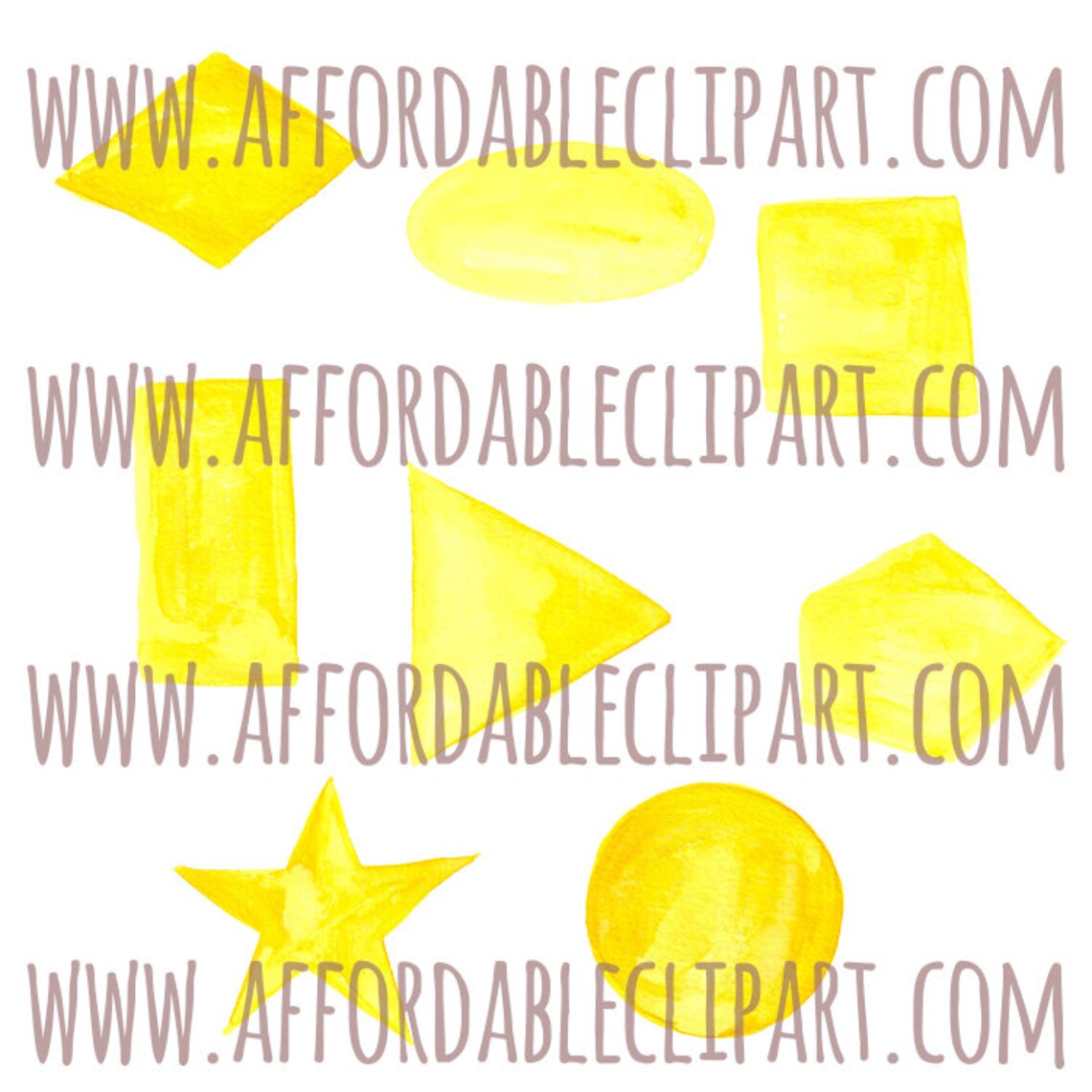 Hand Painted Rainbow Shapes Clip Art, Watercolor Shapes, INSTANT ...