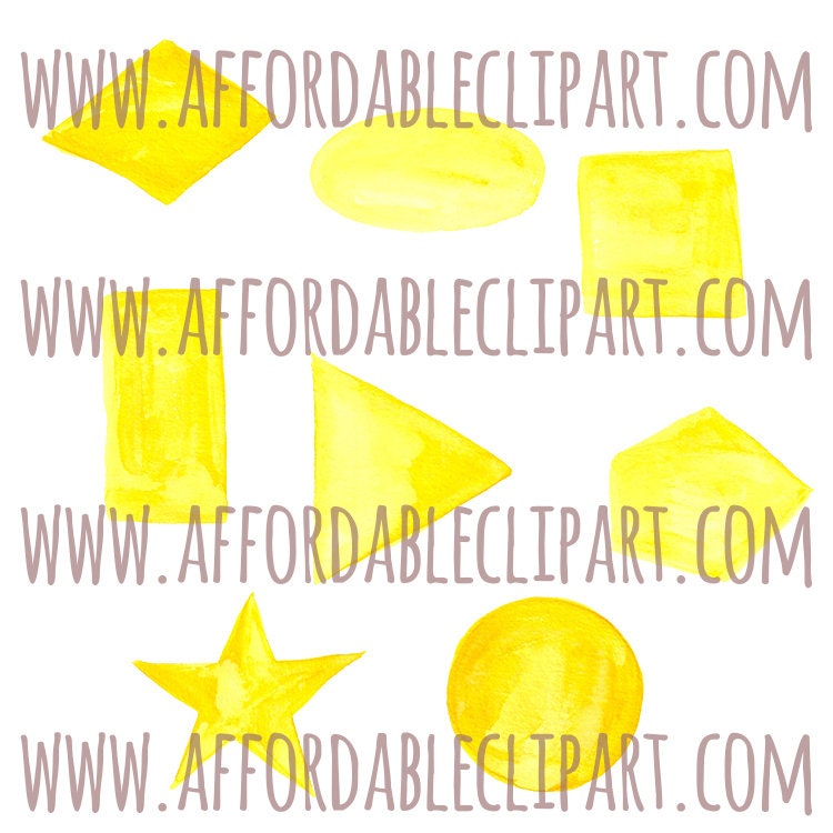Hand Painted Rainbow Shapes Clip Art, Watercolor Shapes, INSTANT ...